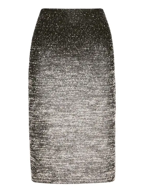 Oscar De La Renta Ombré Lurex Bouclé Jacquard Skirt - Black
