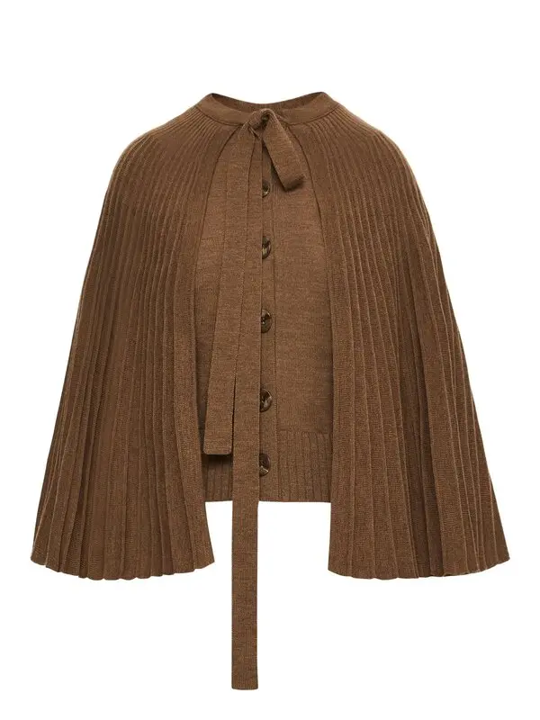 Oscar De La Renta Knit Capelet - Brown