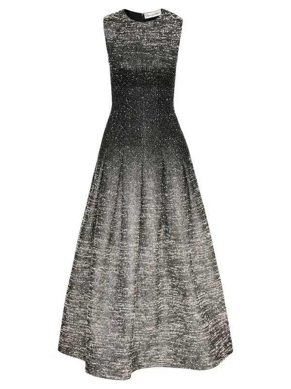 Oscar De La Renta Ombré Lurex Bouclé Jacquard Dress - Black