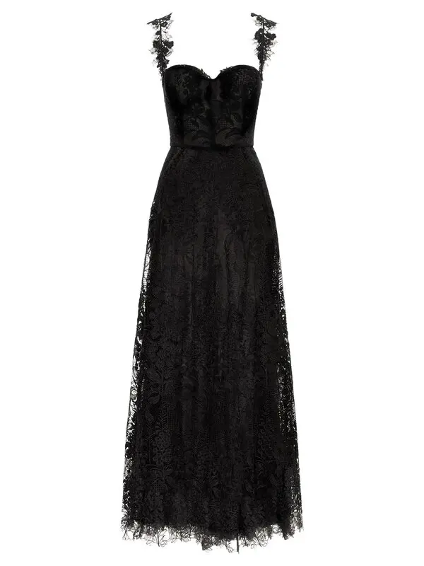 Oscar De La Renta Foxglove Guipure Lace Cocktail Dress - Black