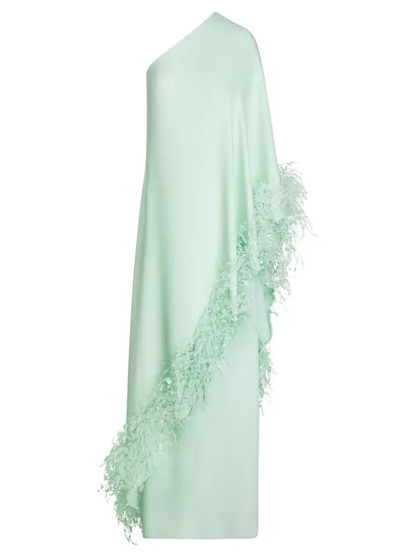 Oscar De La Renta Point Desprit Feather Embroidered Caftan - One-color