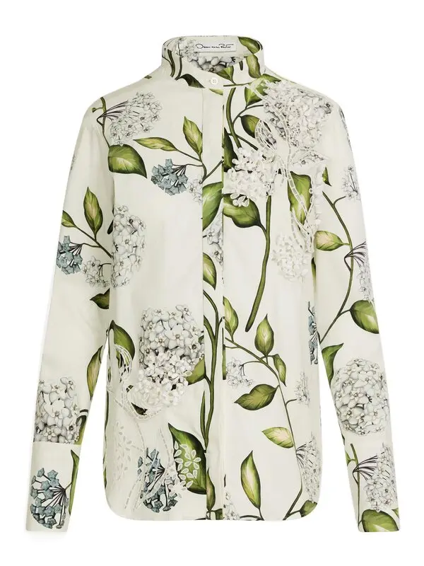 Oscar De La Renta Porcelain Flower Cotton Poplin Shirt - One-color