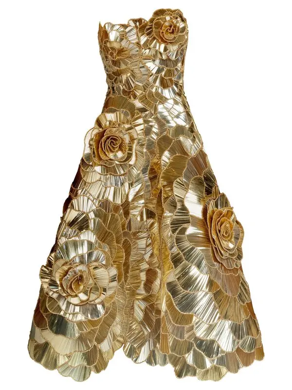 Oscar De La Renta Geometric Sequin Rosette Strapless Cocktail Dress - One-color