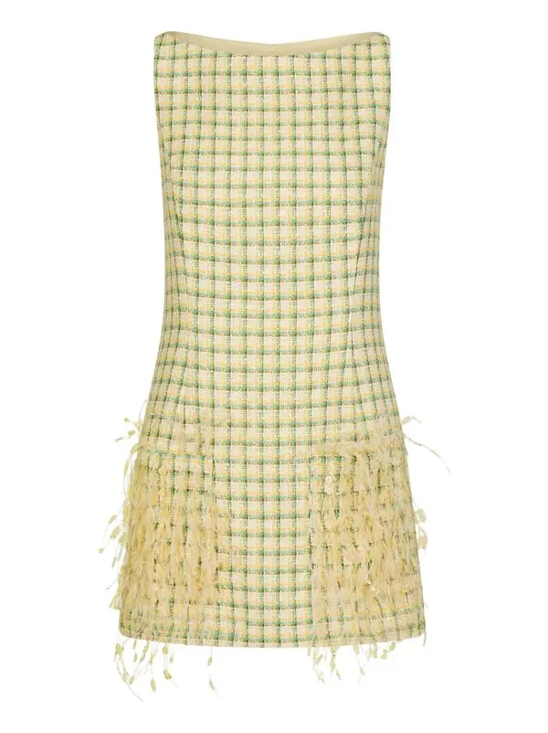 Oscar De La Renta Point Desprit Feather Embroidered Tweed Dress - One-color