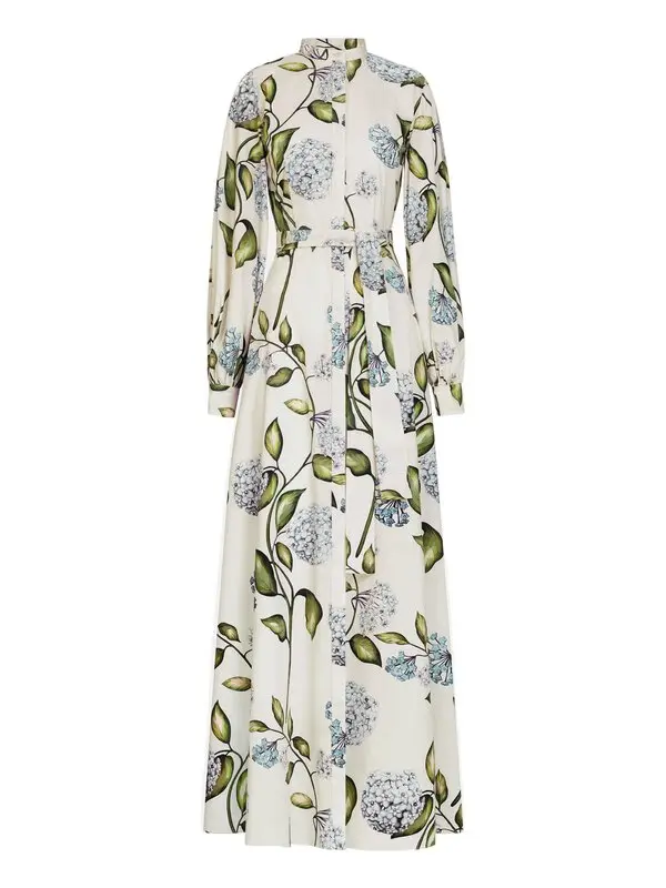 Oscar De La Renta Porcelain Flower Cotton Poplin Caftan - One-color