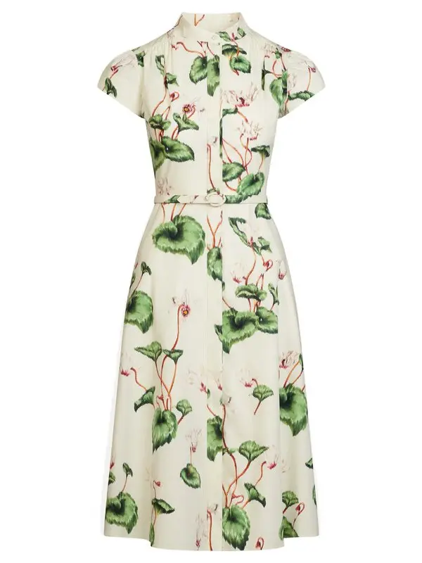 Oscar De La Renta Chin Cyclamen Cotton Poplin Cap-sleeve Dress - One-color
