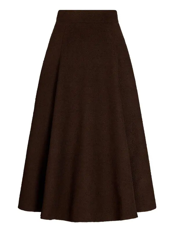 Oscar De La Renta Wool Tweed Pleated Midi Skirt - One-color