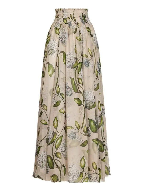 Oscar De La Renta Porcelain Flower Print Chiffon Maxi Skirt - One-color