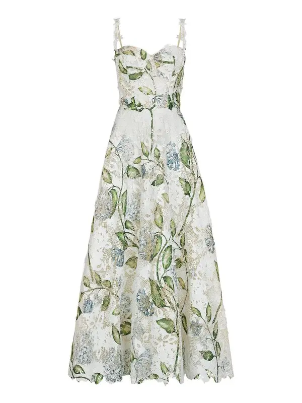 Oscar De La Renta Porcelain Flower Guipure Cocktail Dress - One-color
