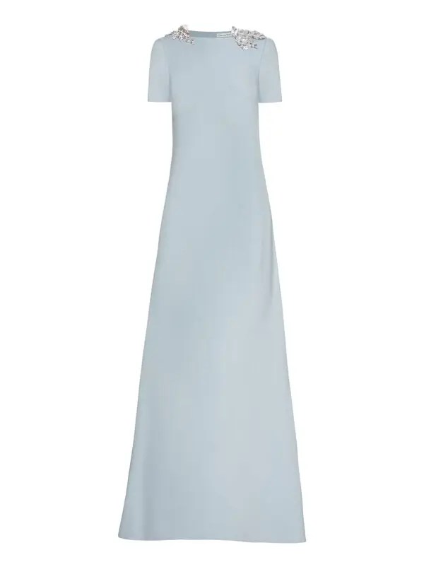 Oscar De La Renta Fern Sequin Embroidered Caftan - Blue
