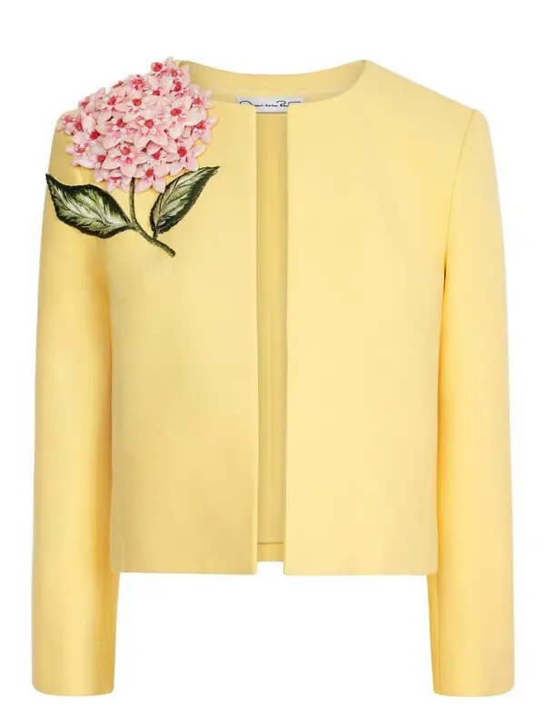 Oscar De La Renta Porcelain Flower Embroidered Jacket - One-color