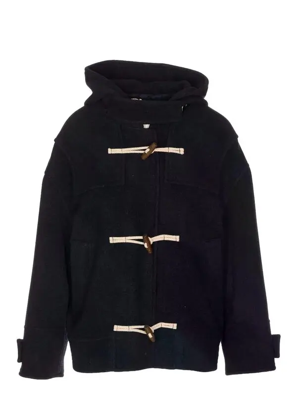 CIRCOLO 1901 Frog Closure Hooded Coat - Black