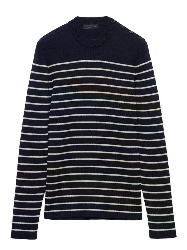 Prada Striped Wool Crew-neck Sweater - Blue