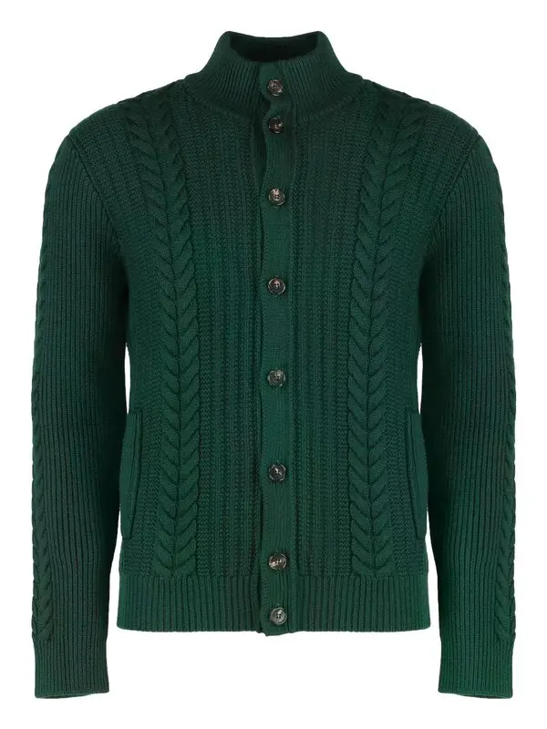 SLOWEAR Buttoned Pockets Virgin Wool Cardigan - Green