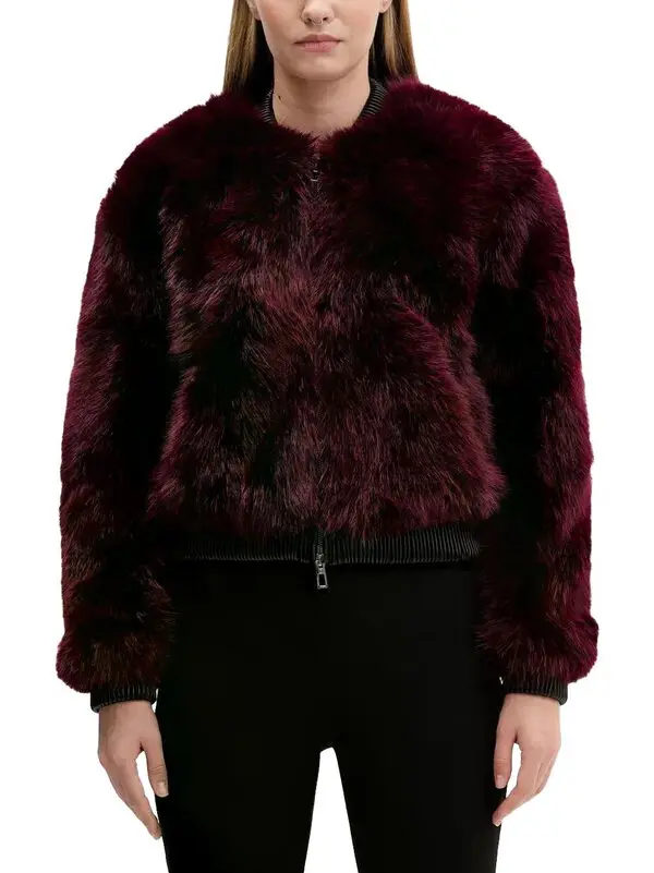 Desigual Faux Fur Bomber Jacket - Red