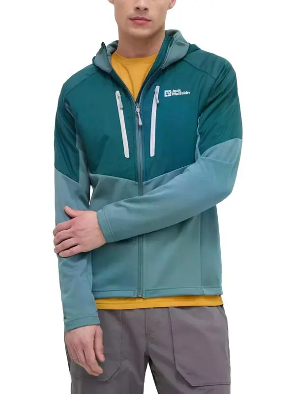 JACK WOLFSKIN Hooded Zip-front Performance Jacket - Blue
