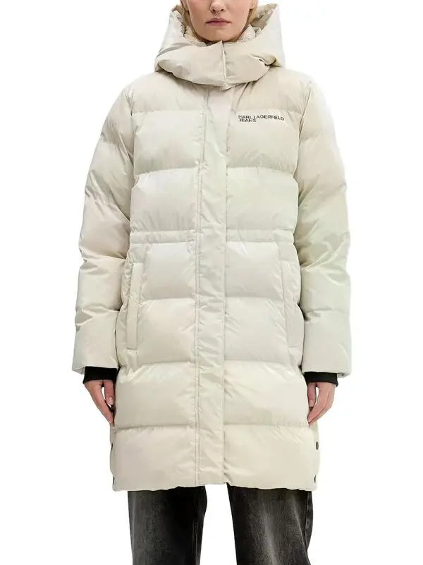 Karl Lagerfeld Puffer Jacket With Hood - Neutrals