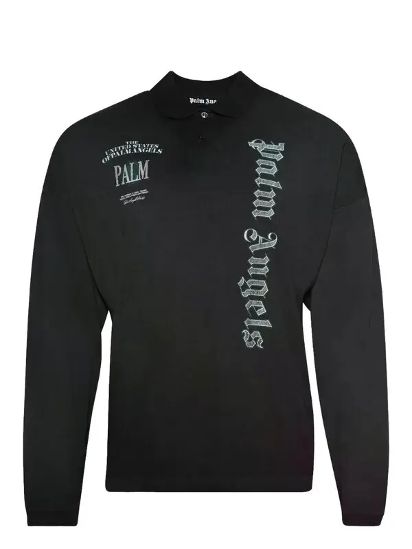 Palm Angels Pa Dollar Long-sleeve Polo Shirt - Black