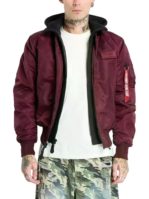 Alpha Industries Ma-1 D-tec Hooded Bomber Jacket - Red