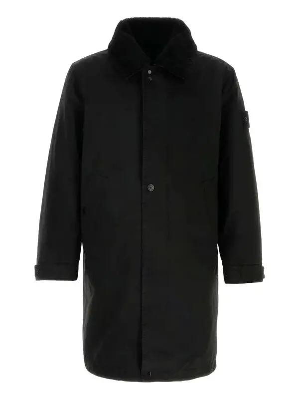 Stone Island Shearling Collar Coat - Black