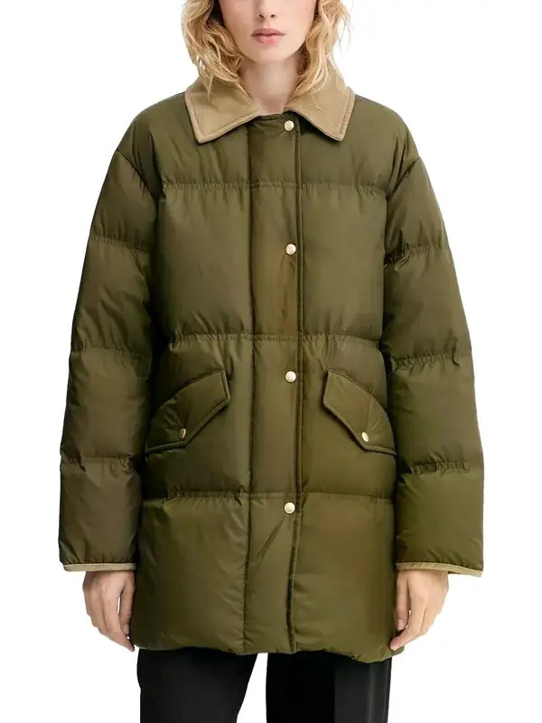Marc O'polo Corduroy-collar Quilted Coat - Green