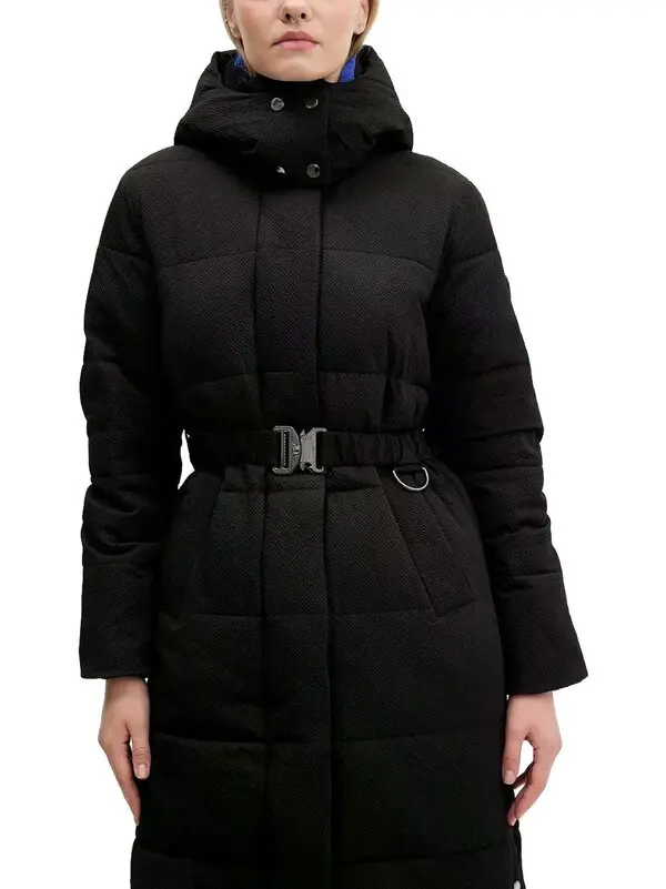 Desigual Padded Coat With Hooded Neckline And Detachable Belt - Black