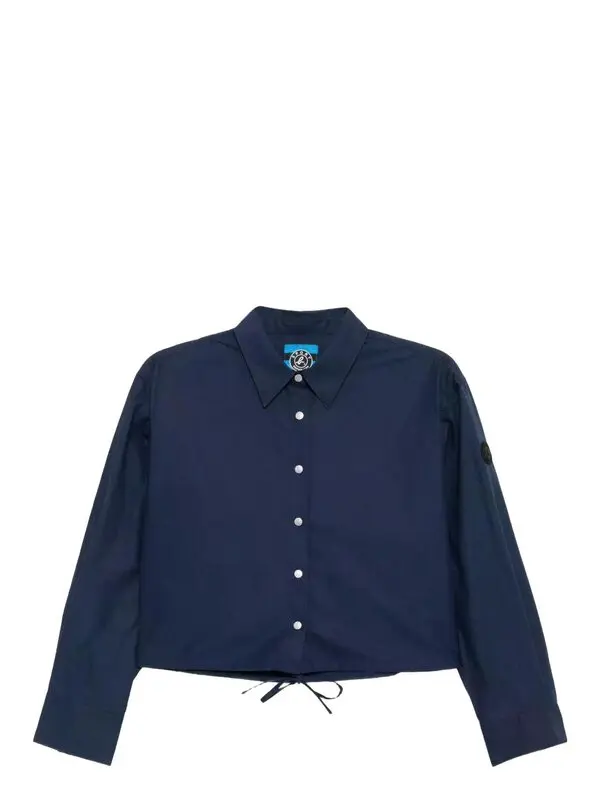 AGNES B. Cropped Long-sleeved Shirt - Blue