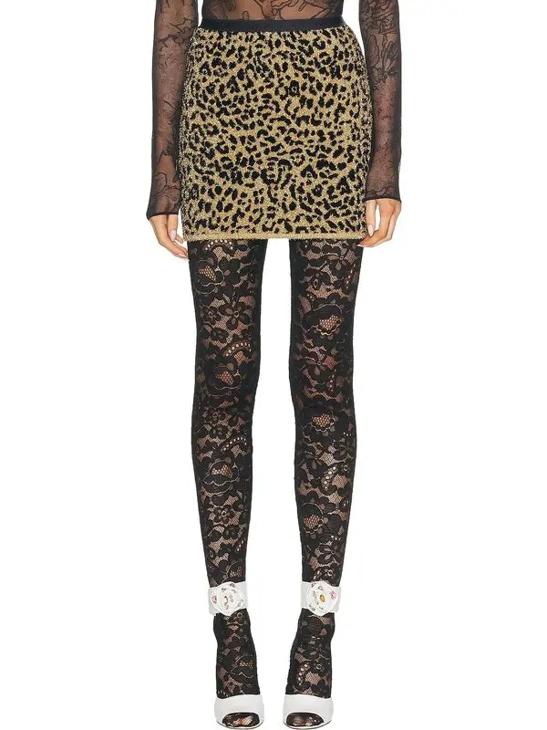 Valentino Garavani Animalier Jacquard Knit Skirt - Gold & Nero