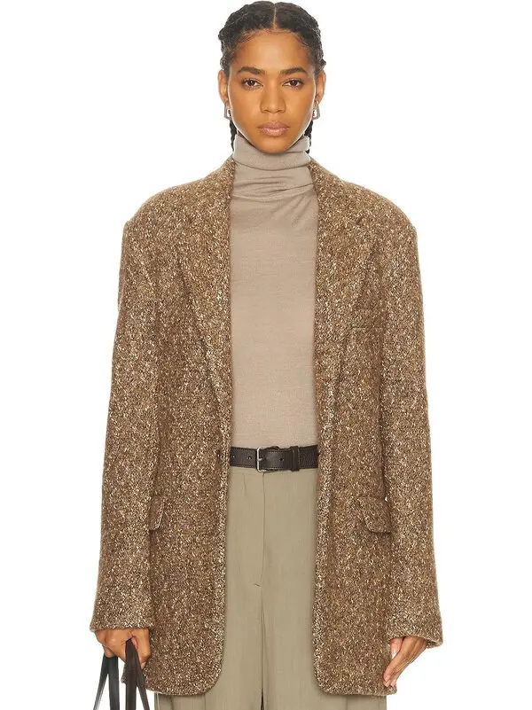 R13 Oversized Ragged Blazer - Dark Camel Brown