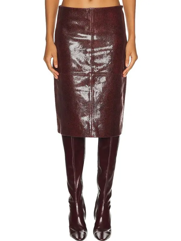 RÓHE Snake Leather Skirt - Burgundy Snake