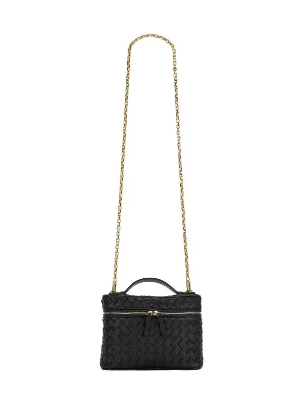 Bottega Veneta Small Soft Vanity Bag - Black & Muse Brass