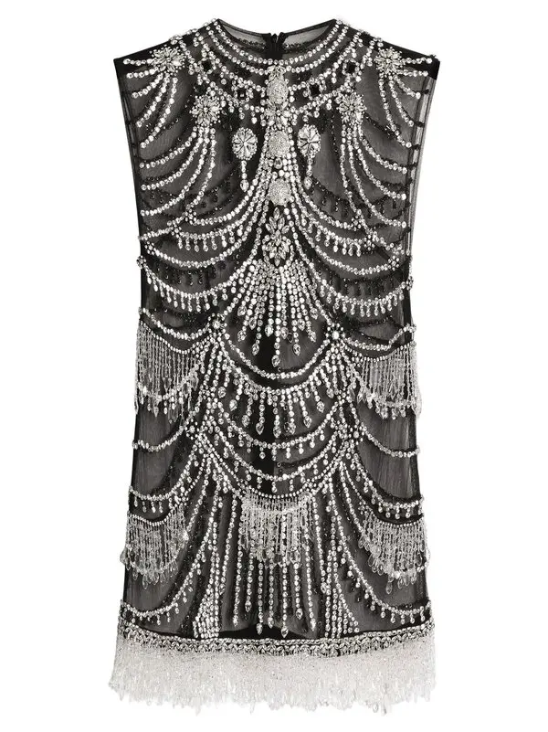 Dolce & Gabbana Short Tulle Dress With Chandelier Embroidery - Multicolor