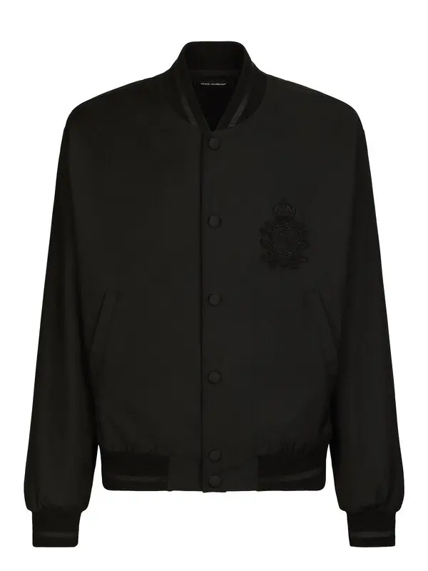 Dolce & Gabbana Nylon Jacket With Heraldic Dg Patch - Black