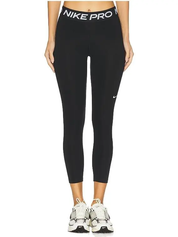 Nike Mid-rise Cropped Leggings With Mesh Panel - Black & White