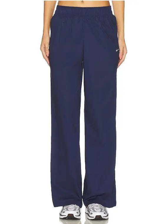 Nike Chill Poplin High Waisted Open Hem Pant - Midnight Navy & Sail