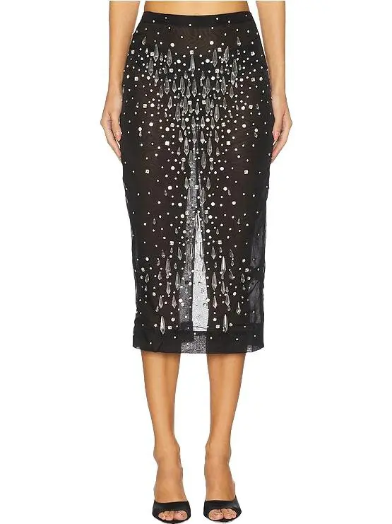 Retrofete Isabel Embellished Skirt - Black & Silver