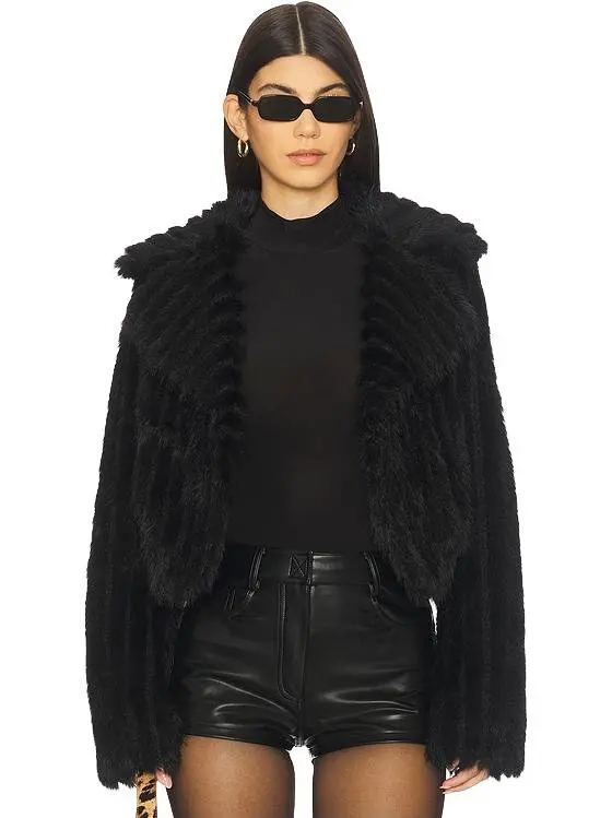 Show Me Your Mumu Salt Lake City Cropped Jacket - Black Faux Fur
