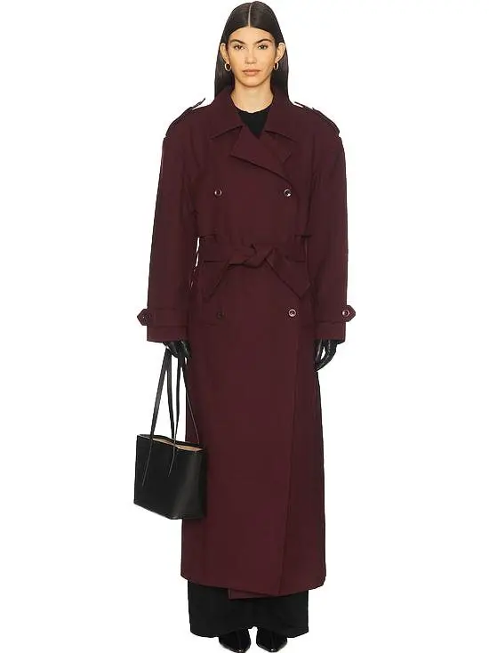 MOTHER OF ALL Brooklyn Long Trench Coat - Burgundy