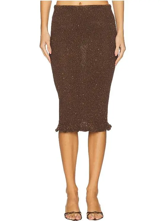 ASTA RESORT Michaela Midi Skirt - Dark Chocolate Sequin