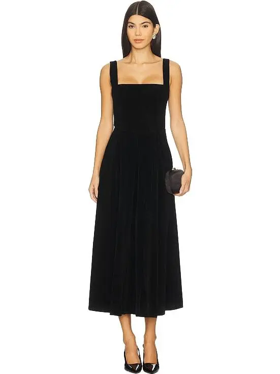 MORE TO COME Cinthia Velvet Midi Dress - Black