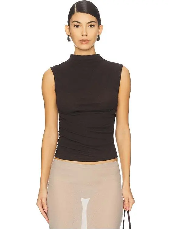 Enza Costa Cashmere Sleeveless Twist Top - Dark Brown