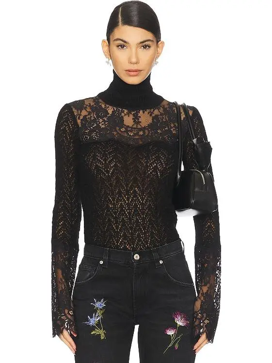 Blumarine Knit Lace Top - Black