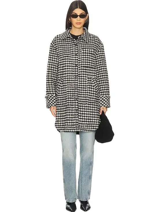 Free People X We The Free Get Around Houndstooth Shirt - Black & White