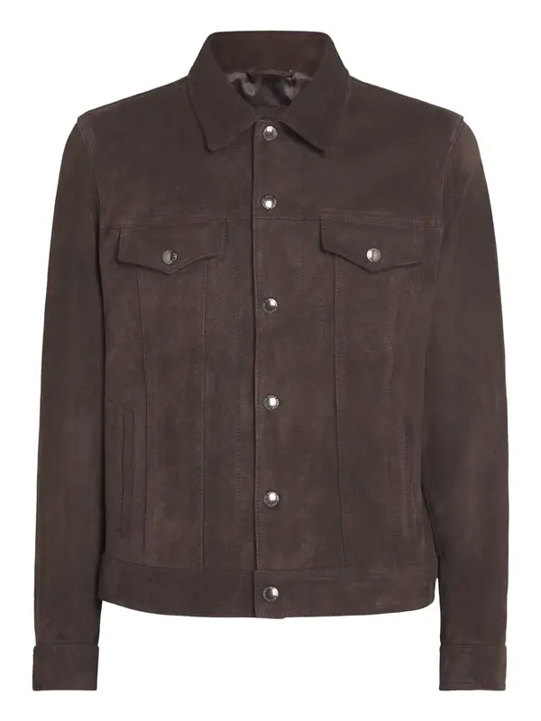 7 For All Mankind Suede Trucker Jacket - Brown