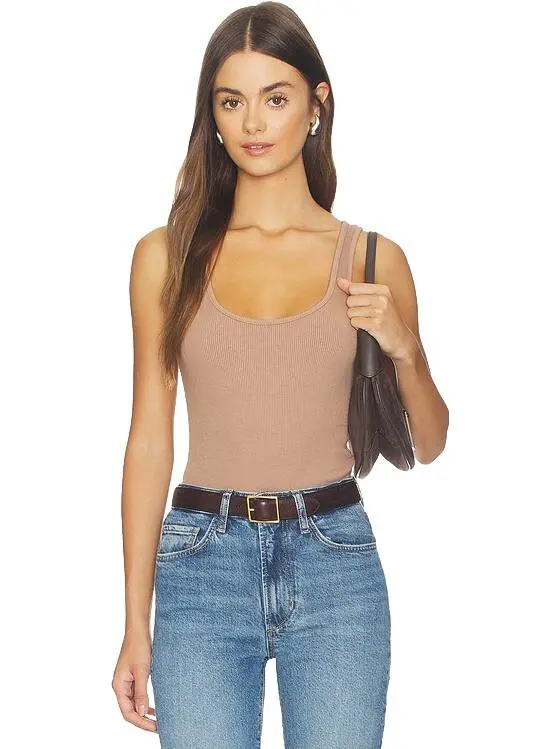 L'Agence Nica Scoop Neck Tank Bodysuit - Hazelnut