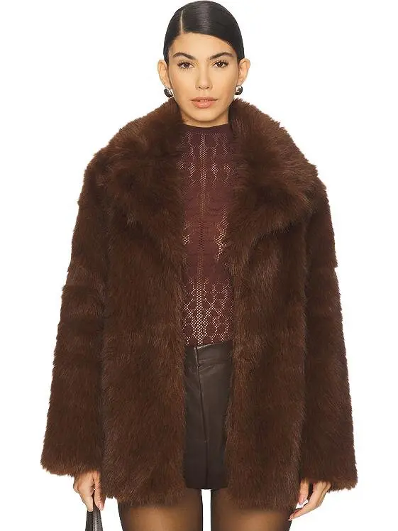 Steve Madden Kindra Faux Fur Coat - Brown
