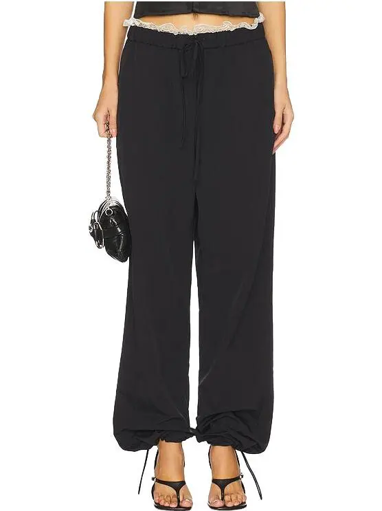 TANNER FLETCHER Kennedy Lace Trim Track Pant - Black
