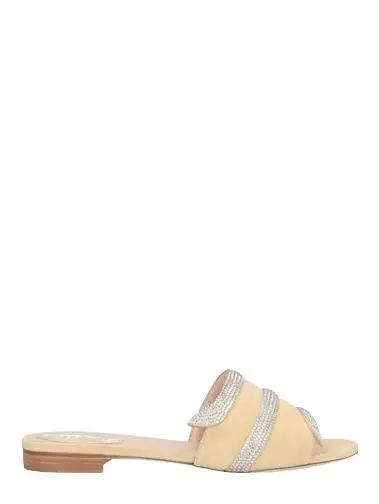 Rene Caovilla Slide Sandals With Appliqués - Beige