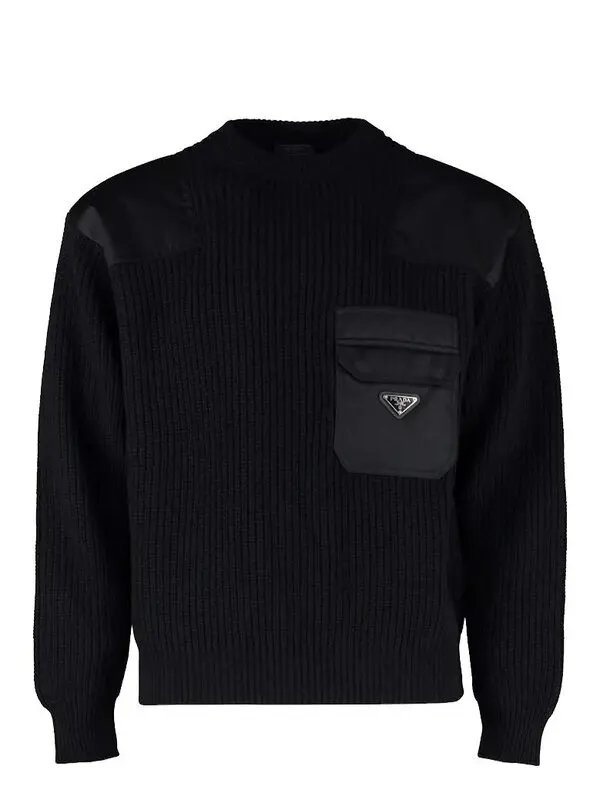 Prada Patch Detailed Crewneck Jumper - Black