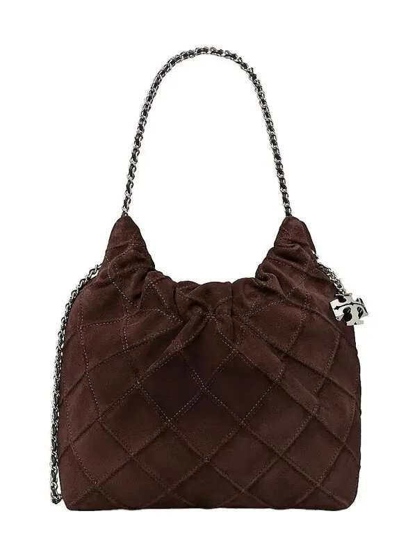 Tory Burch Mini Fleming Hobo Bag - Licorice Suede